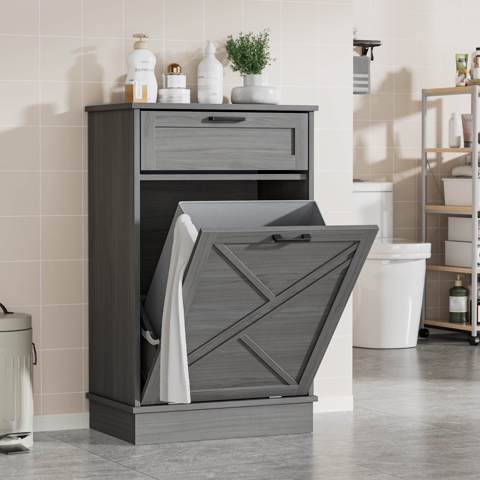 Click here for Eumyviv Tilt Out Trash Cabinet  10 Gallon Gray Kit... prices