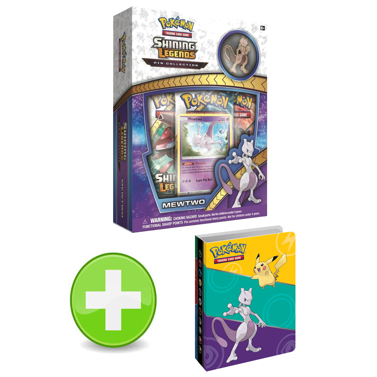 Pokemon Shining Legends Mewtwo Pin Collection with XY Evolution Mini ...