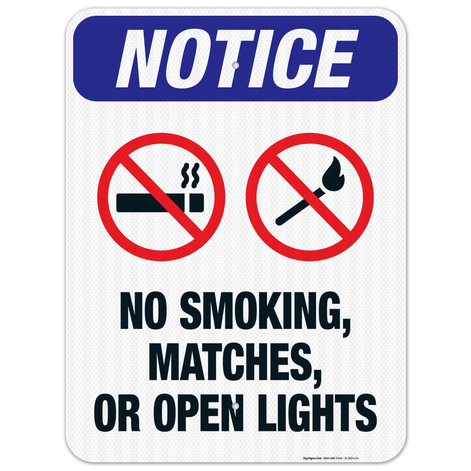 No Smoking, Matches, Or Open Lights Sign, OSHA Notice Sign, 18x24 ...