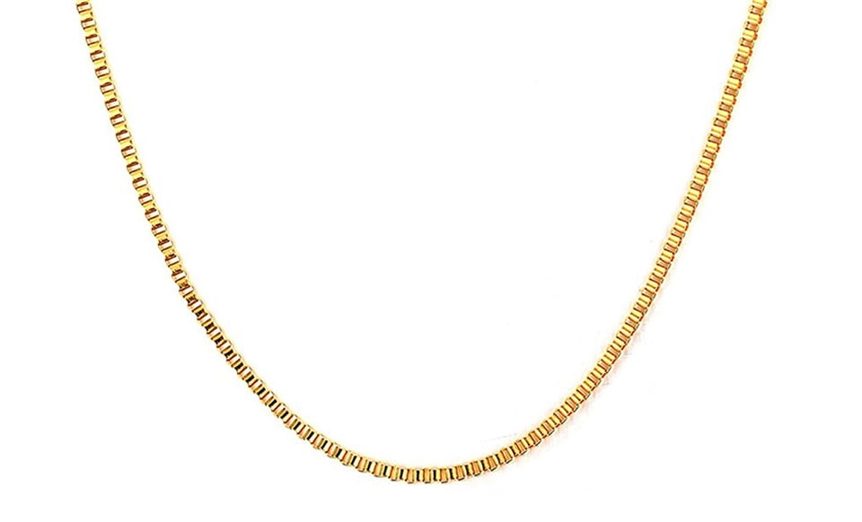 18K Gold Plated Box Chain Necklace for Mens Pendant Accessory Chain ...