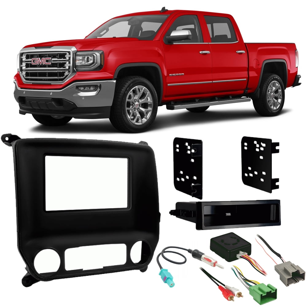 GMC Sierra 2015-2017 Single or Double DIN Stereo Install Dash Kit w/ 4. ...