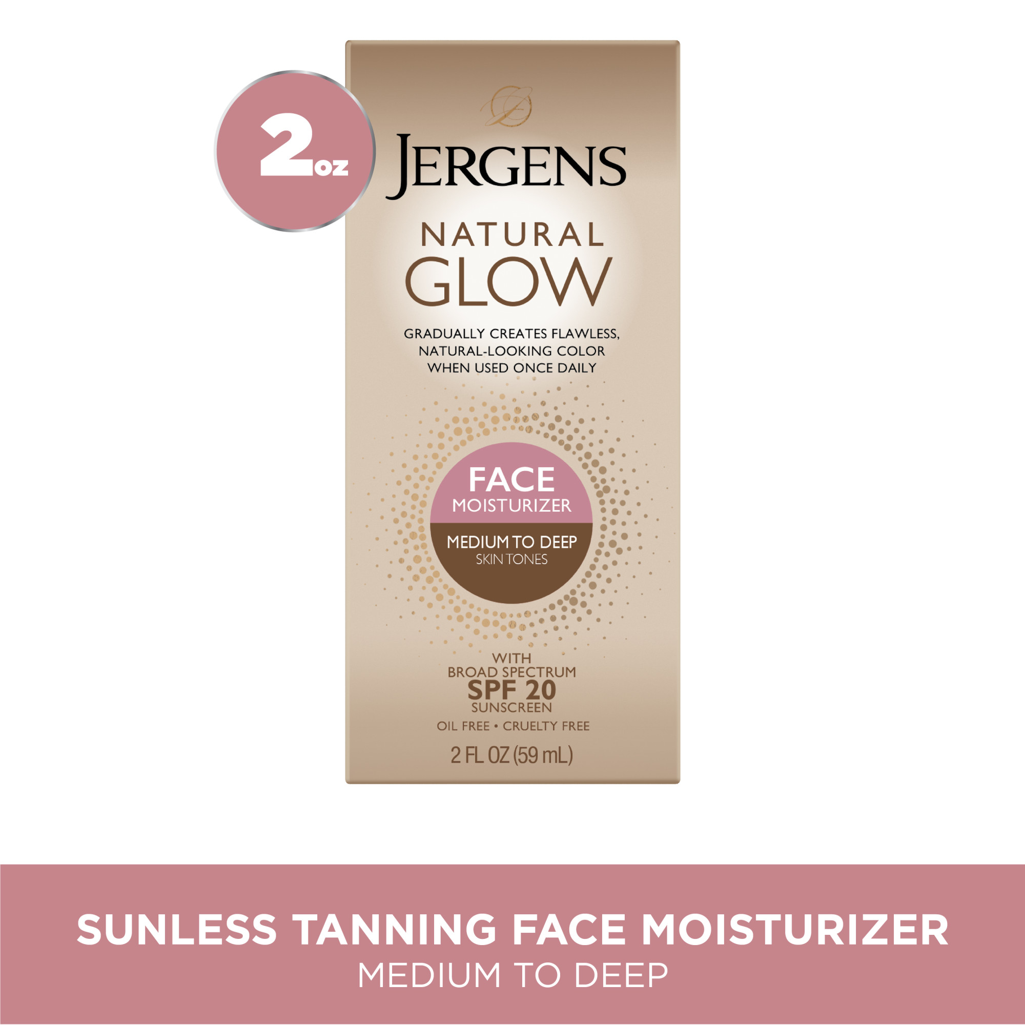 Jergens Natural Glow Sunless Tanning Face Moisturizer Lotion for Medium ...