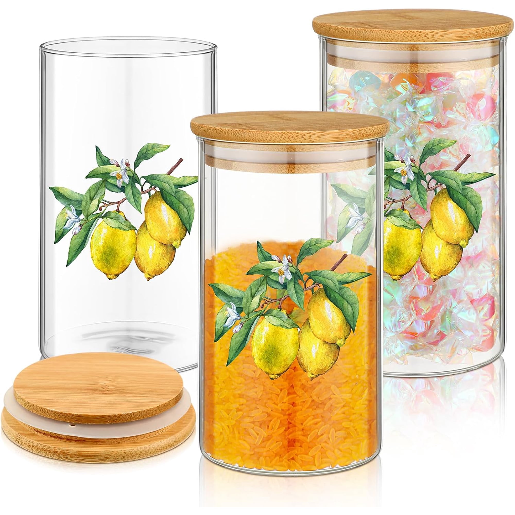 Click here for Zorvita 3 Piece Lemon Glass Canister Set 24oz Boro... prices