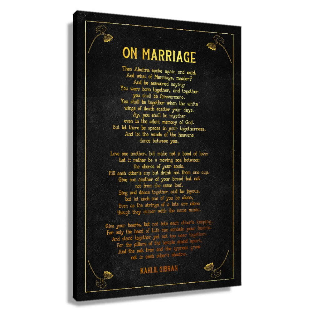 On Marriage Poem Wall Decor Kahlil Gibran Quote Wall Art Poetry Poster ...