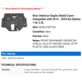 Walmart 2016-2020 Kia Optima Rear Undercar Engine Shield Cover, 1.6L 2 ...