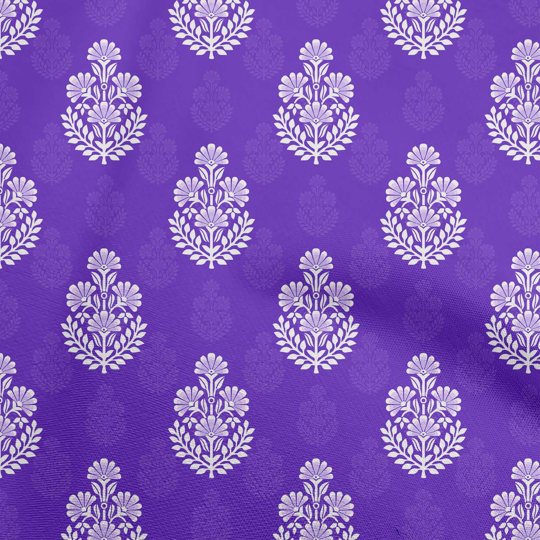 oneOone Velvet Purple Fabric Asian Dabu Print Diy Clothing Quilting ...
