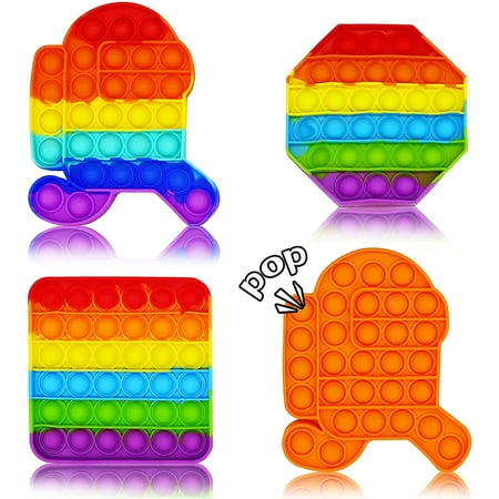 pop it Fidget Toy 4 Pcs Push It Pop Fidget Bubble Sensory Toys, Autism ...