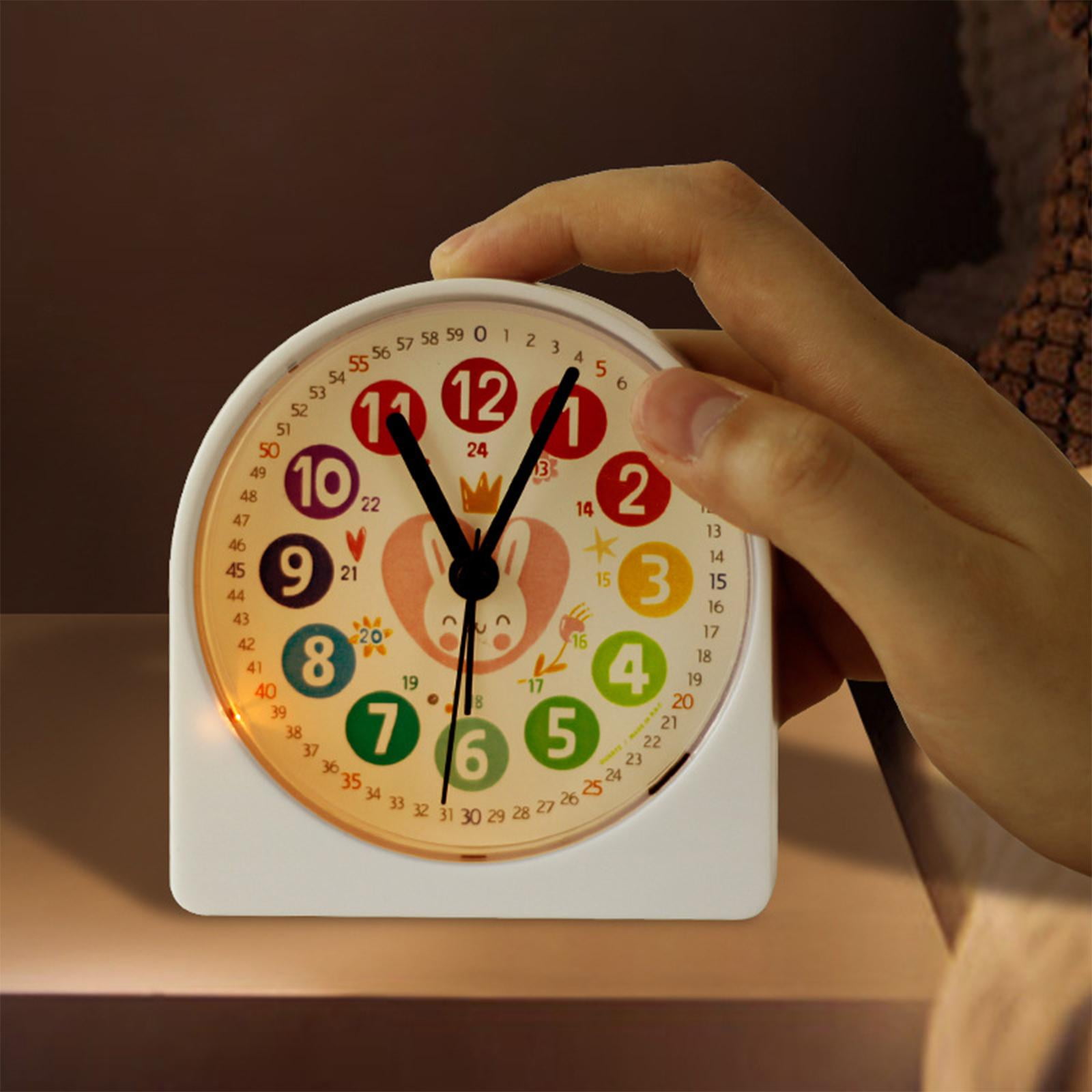Cartoon Analog Clock with Night Light ,Non Ticking Table Clocks ...