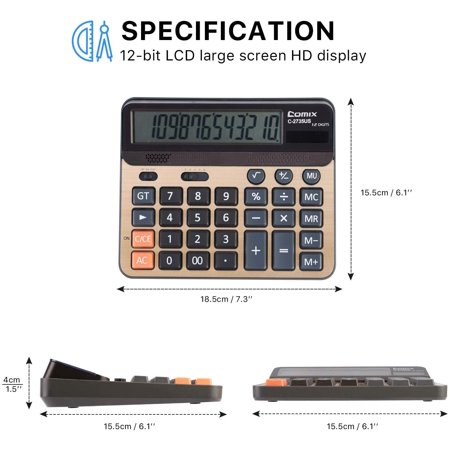 Calculator 12 Digits LCD Display Standard Function Desk Calculators with Large Computer Keys ...
