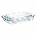 3-Piece Rectangular Borosilicate Glass Bakeware Set with Assorted ...