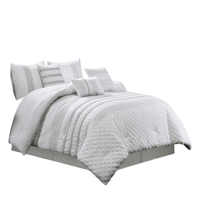 Elight Home 21599 K 90 x 104 in. Lirit Comforter Set, White - King Size ...