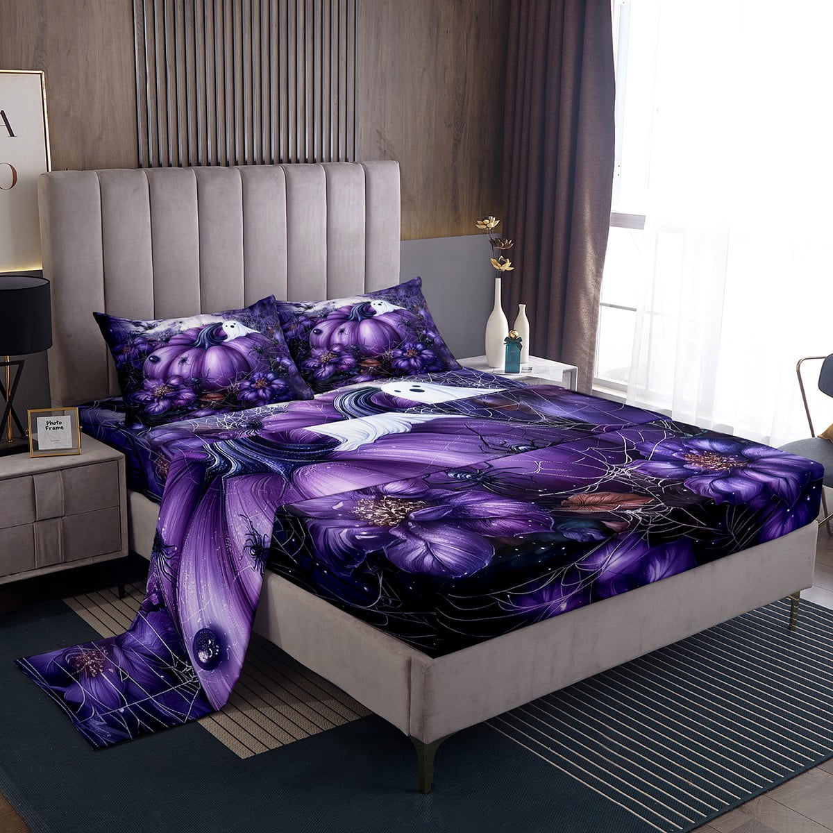 Click here for Yst Halloween Pumpkin Bed Sheets Twin gothic Purpl... prices