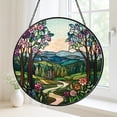 Blooming Forest Round Suncatcher – Stained Glass Style Woodland Window ...