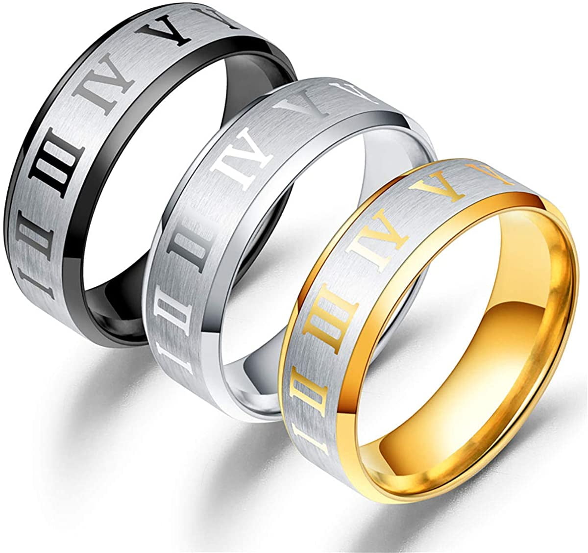 YAZI 4PCS Plain Band Rings for Men Stainless Steel Rings for Men ...