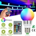 16-Color RGB LED Light Bulb E27, 3W Dimmable Mood Lighting with Remote ...