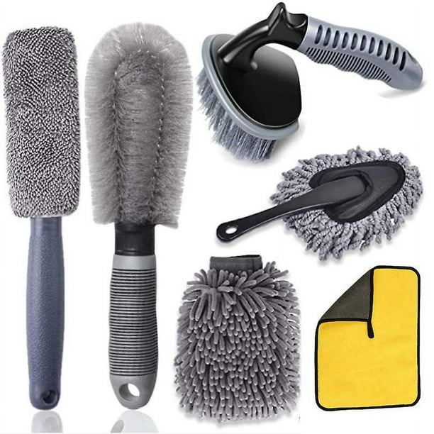 SHAR 6 Pcs Car Cleaning Brush Set With Rim Brush And Tire Brushcar ...