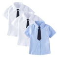 2-15T Boys 3 Pack Dress Shirts with 3 Tie Short Sleeve Button Down Back ...