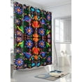 Boho Mexican Texture Shower Curtain, Abstract Floral Bird Bathroom ...