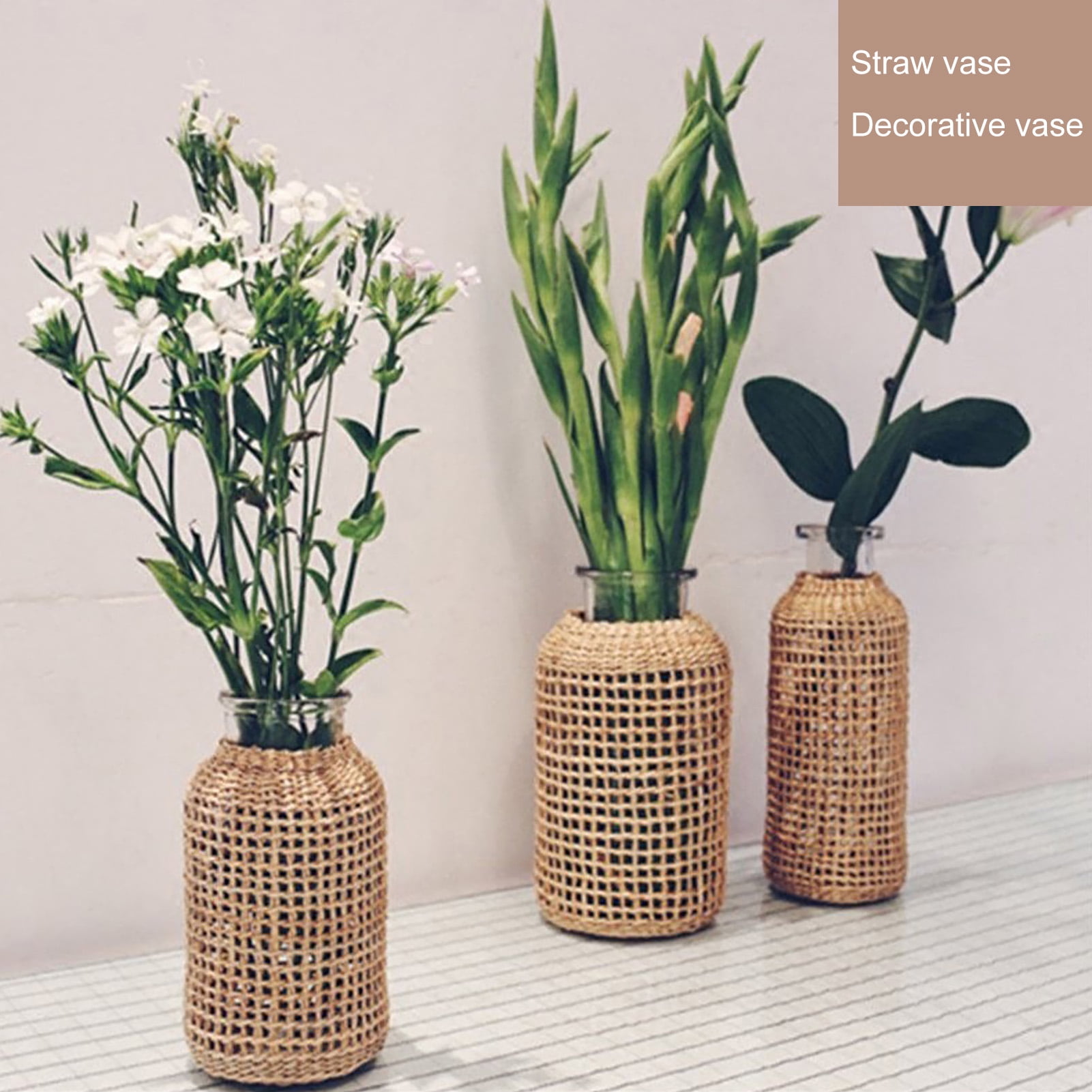 Ruanlalo Flower Vase,Flower Vase Handmade Straw Woven Anti-broken ...