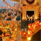 Tetou 2pcs 20Ft Maple Leaf String Lights, 40 LED, Orange Garland, Fall ...
