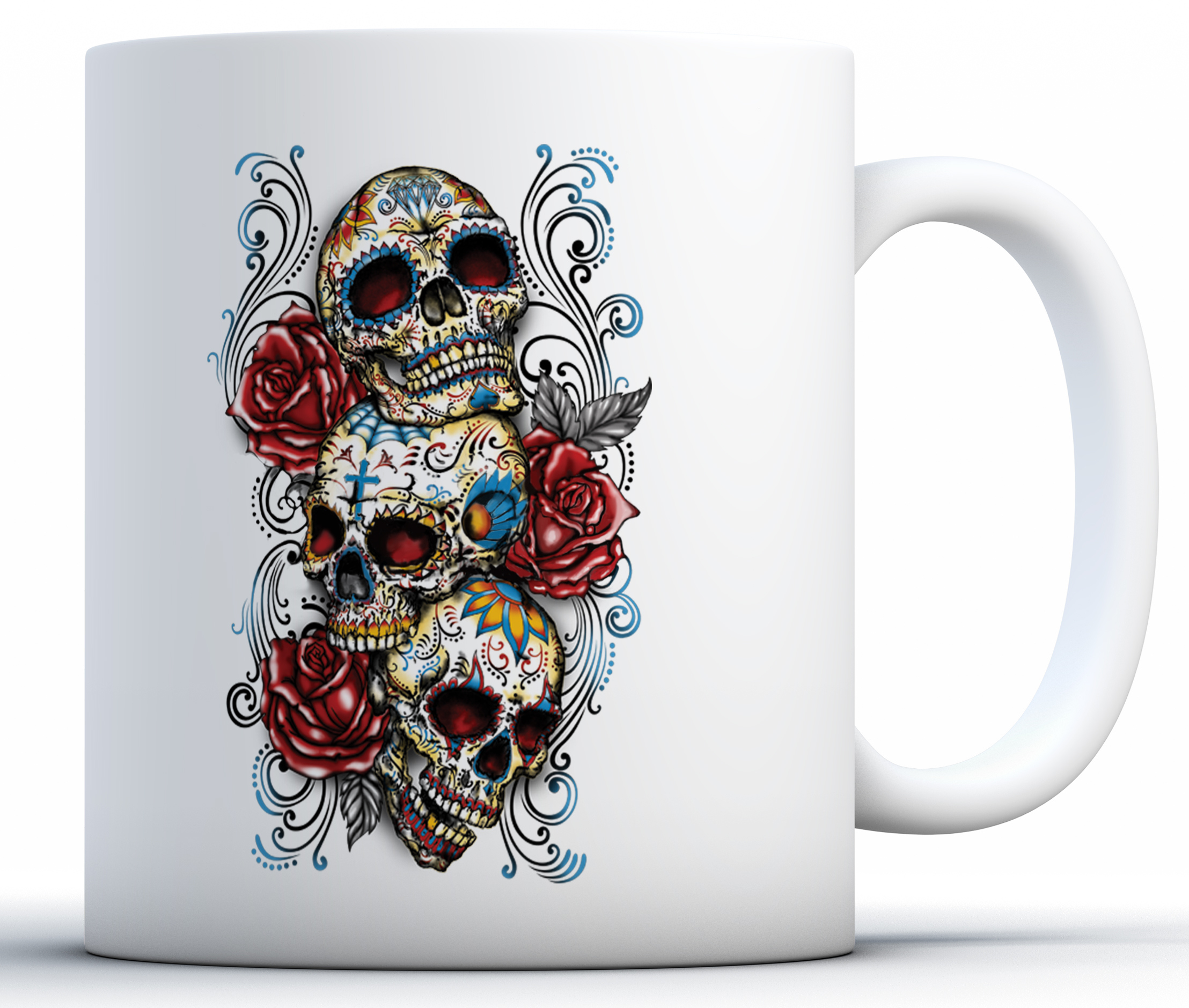Blue Decorated Day Of The Dead Skull Drinking Mug Home Decor - Walmart.com