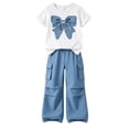 CAIVO Children Girls Clothes 2 Piece Cute Print T Shirt Tops & Cargo ...