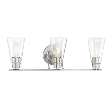 Designers Fountain Bronson 3 Light Brushed Nickel Bathroom Vanity Light ...