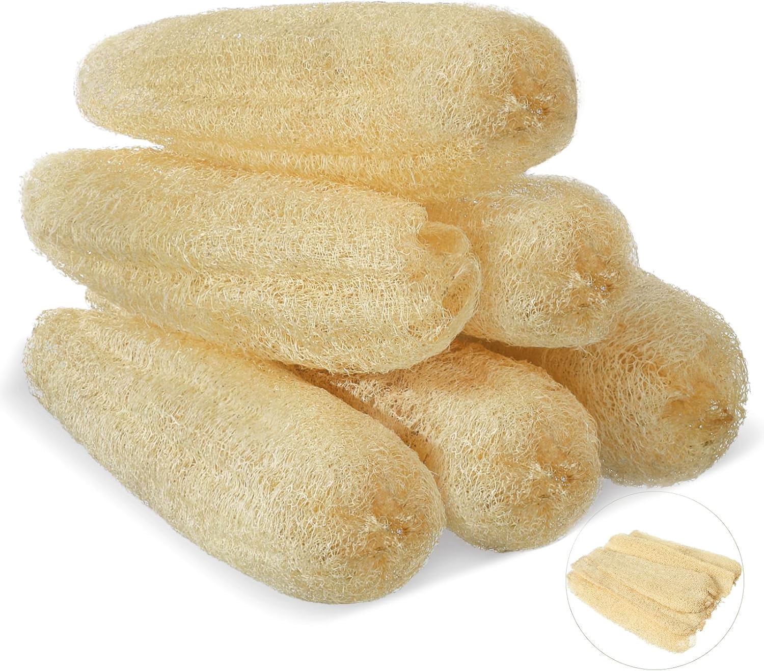 6 Pack 11.8" Natural Loofah Sponge Large Size Natural Organic Loofah ...