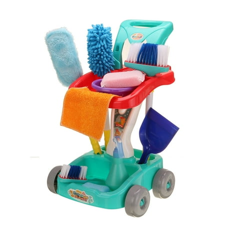 Toy Cleaning Set Cleaning Cart Pretend Play Mop Broom Toys Kids ...