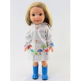 White Raincoat with Electric Blue Rain Boots For 14 Inch Dolls ...