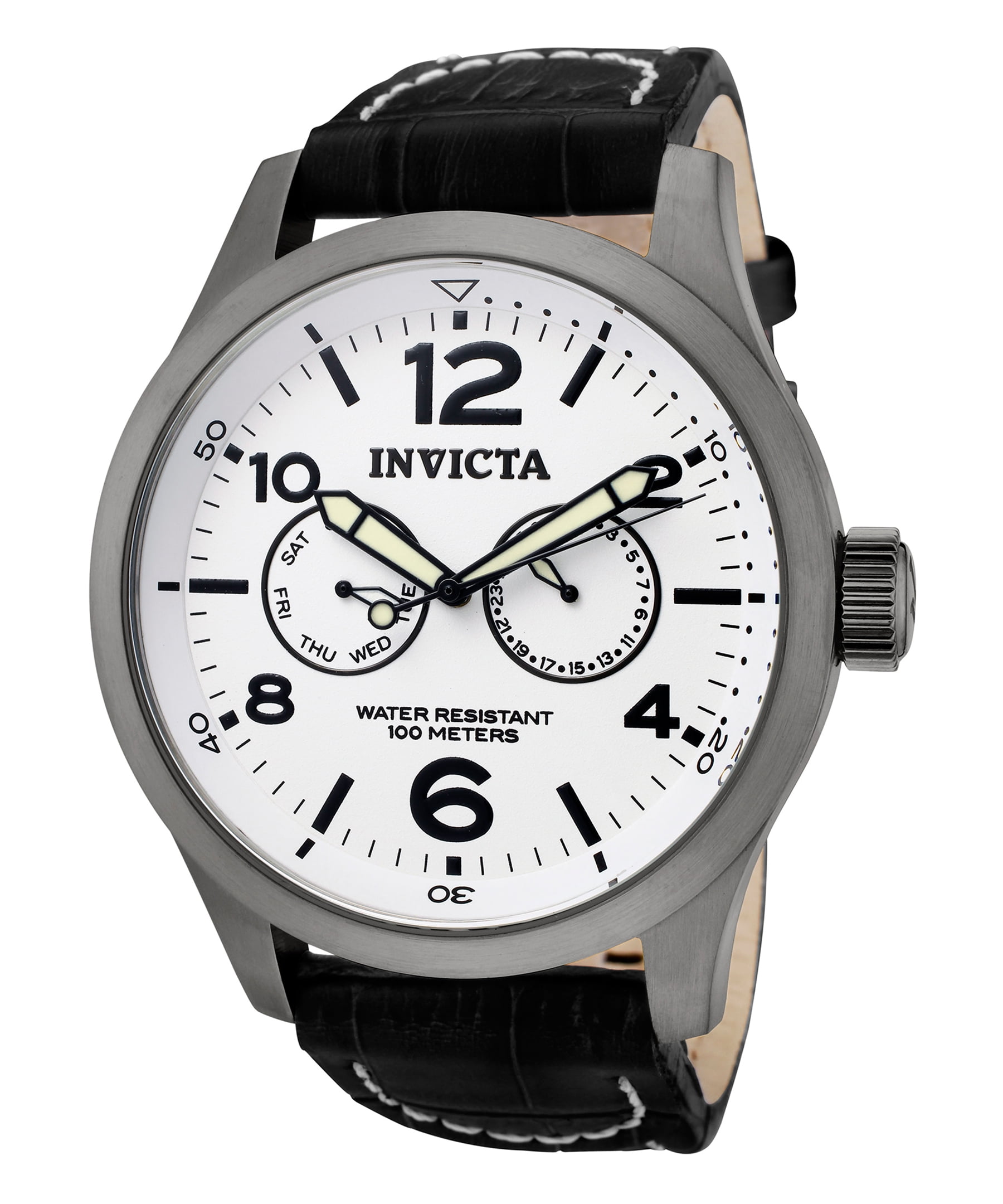 Invicta Men's Specialty Gunmetal IP Stainless Steel Genuine Calf ...