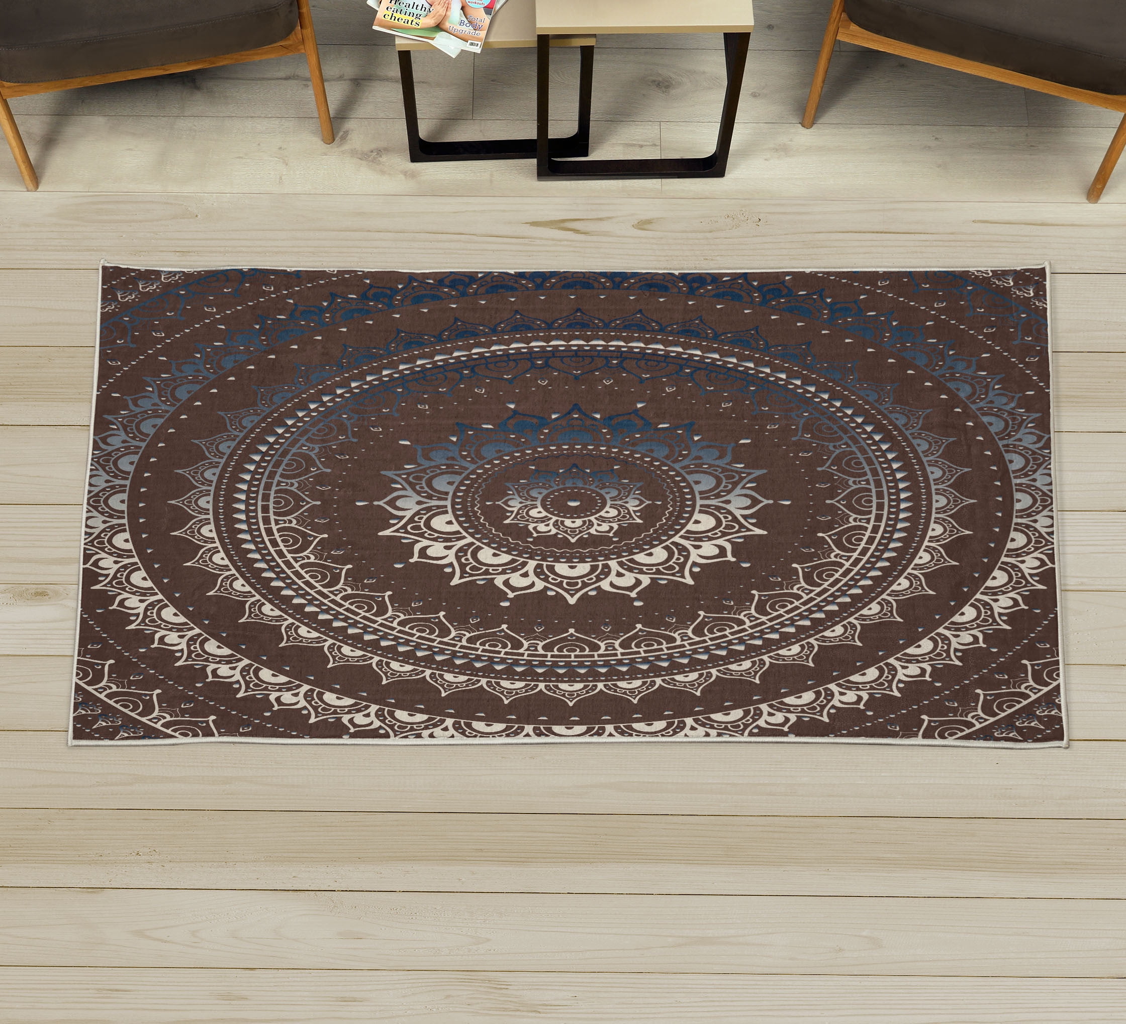 Mandala Decorative Rug, Circle Universe and Cosmos Esoteric Oriental ...