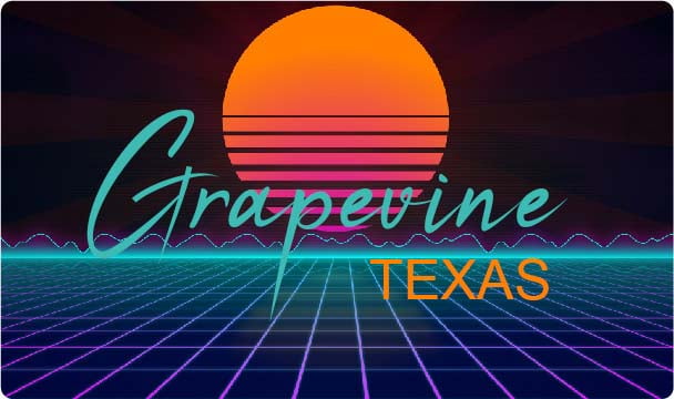 Grapevine Texas 2 X 1.25-Inch Vinyl Decal Stiker Retro Neon Design ...