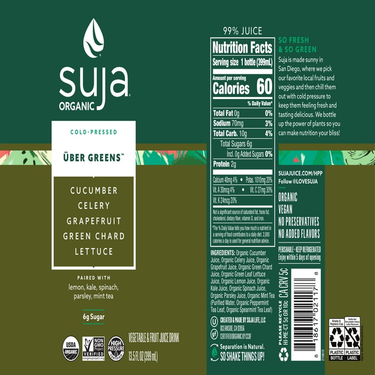 Suja Juice Label