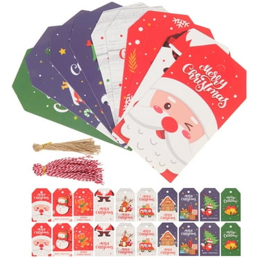 Christmas Paper Gift Tags Holiday Hang Name Tags Label with String ...