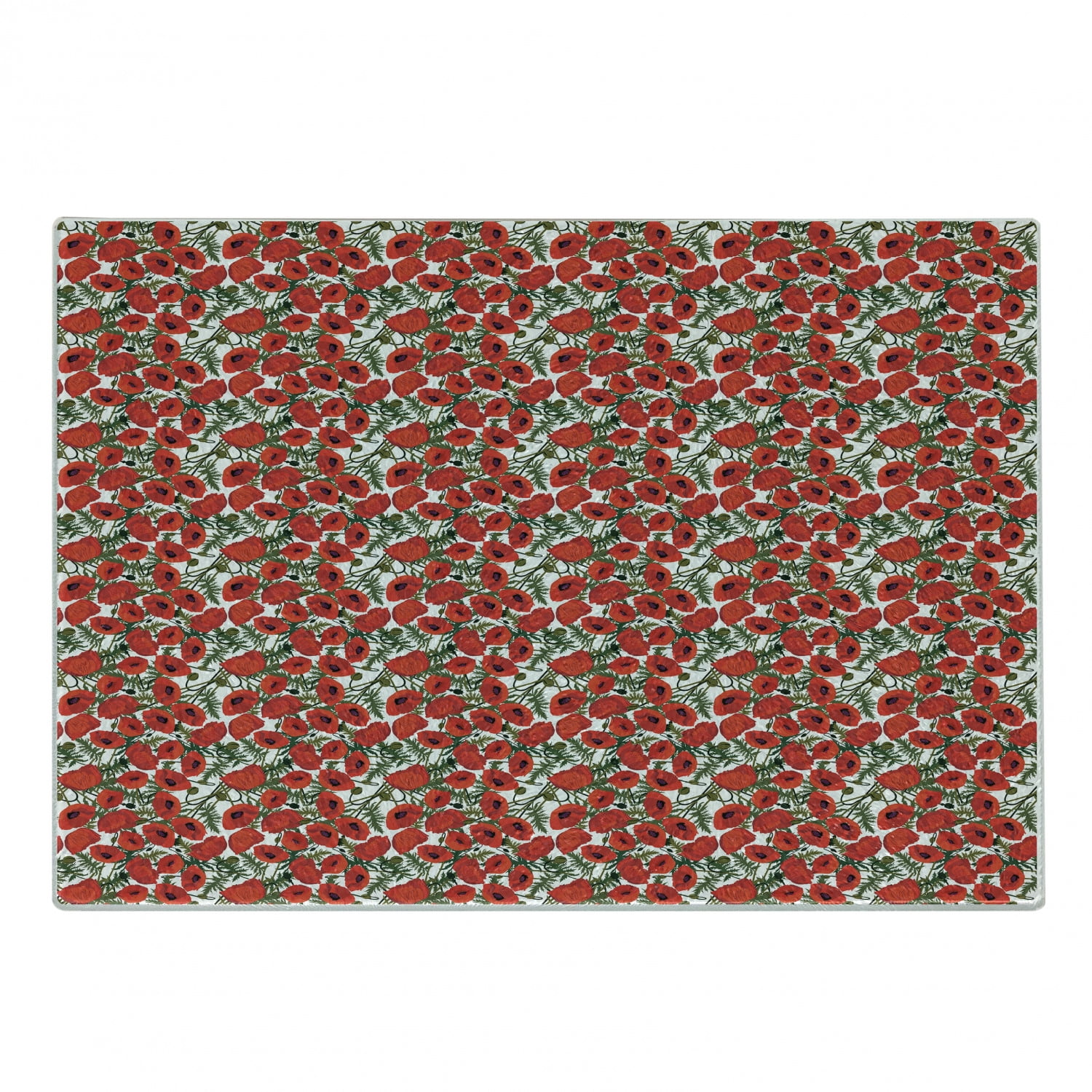 Poppy Cutting Board, Abstract Flower Pattern with Garden Foliage ...