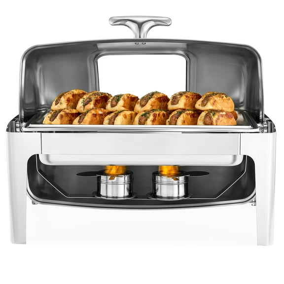 Wilprep 8.4 qt Roll Top Chafing Dish Buffet Set Stainless Steel Food Warmer Silver - Walmart.com