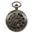 TREEWETO Skeleton Manual Winding Mechanical Double Case Roman Numerals ...