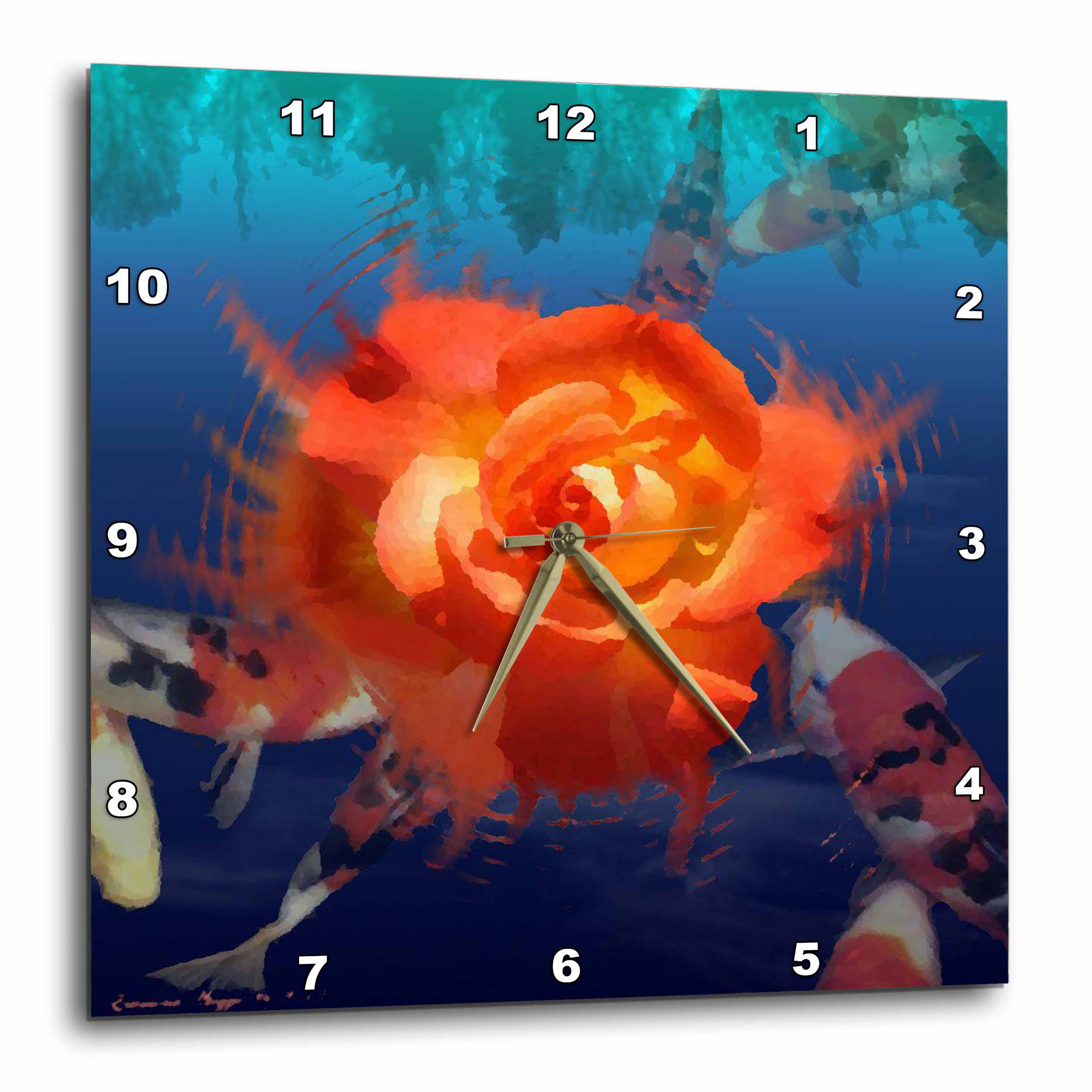 3dRose Koi Fish Pond - Wall Clock, 13 by 13-inch - Walmart.com