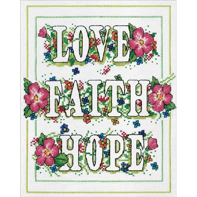 Design Works Counted Cross Stitch Kit 8"X10"-Love & Faith (14 Count ...