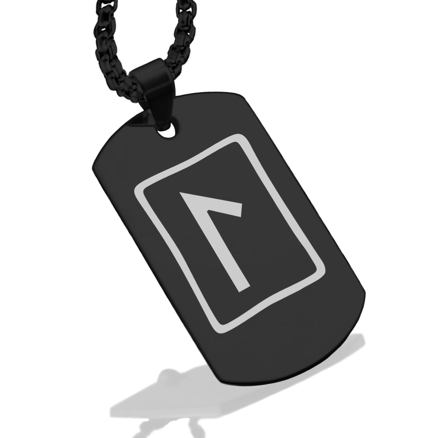 Stainless Steel Elder Futhark Laguz Rune Dog Tag Pendant Necklace ...