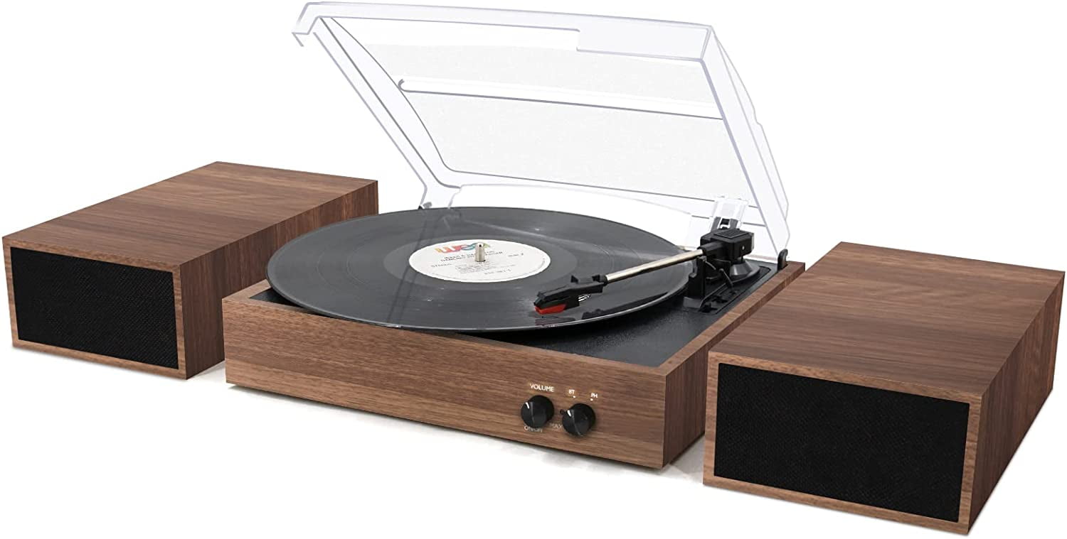 LP&No.1 Bluetooth Turntable Hi-fi System with Bookshelf Speakers, 3 ...