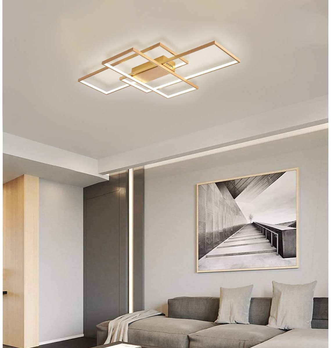 Buy Garwarm Dimmable Ceiling Light 50W,3 Square Gold LED Ceiling Light ...
