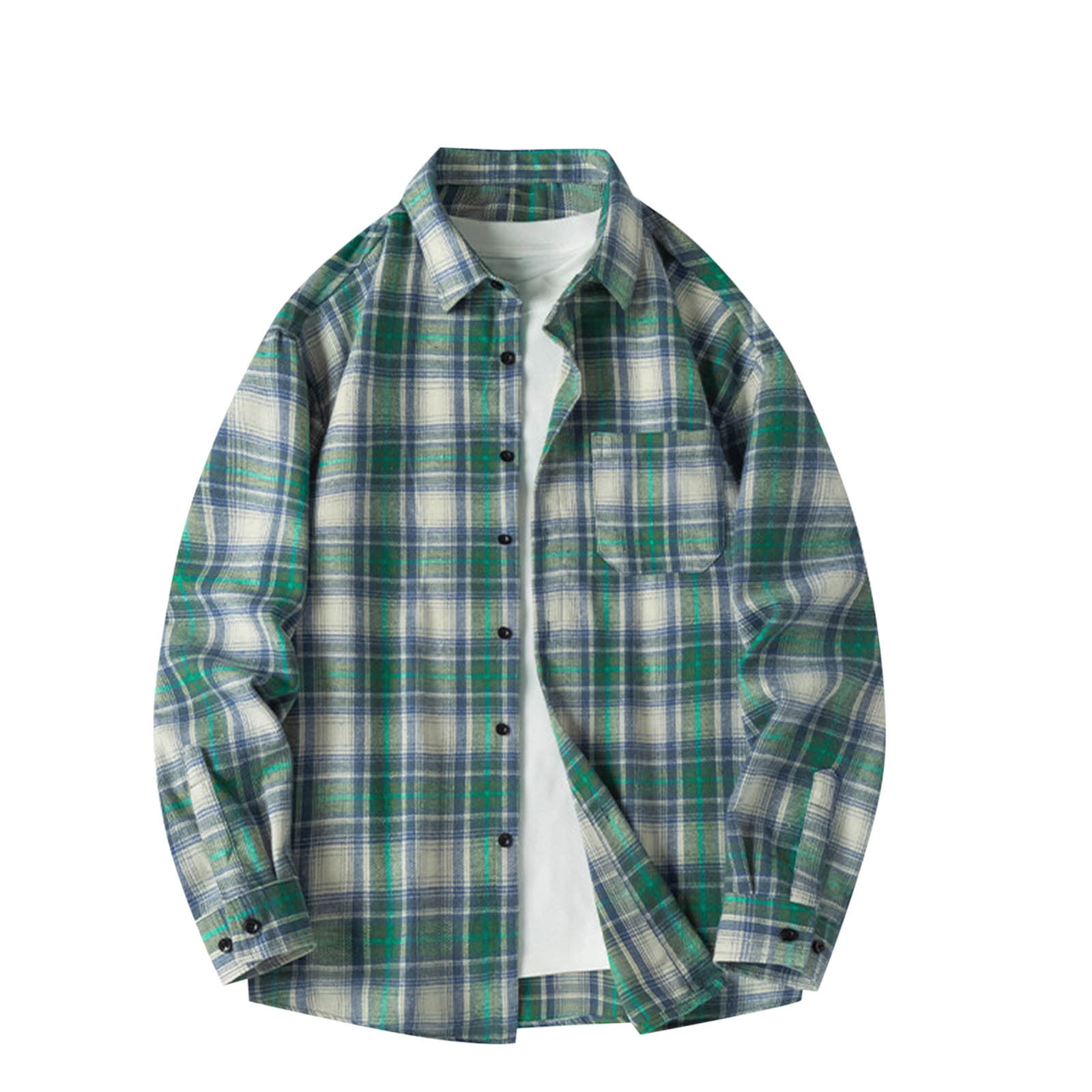 Click here for Lovzfmll Mens Long Sleeve Plaid Shirt  Collar Pock... prices