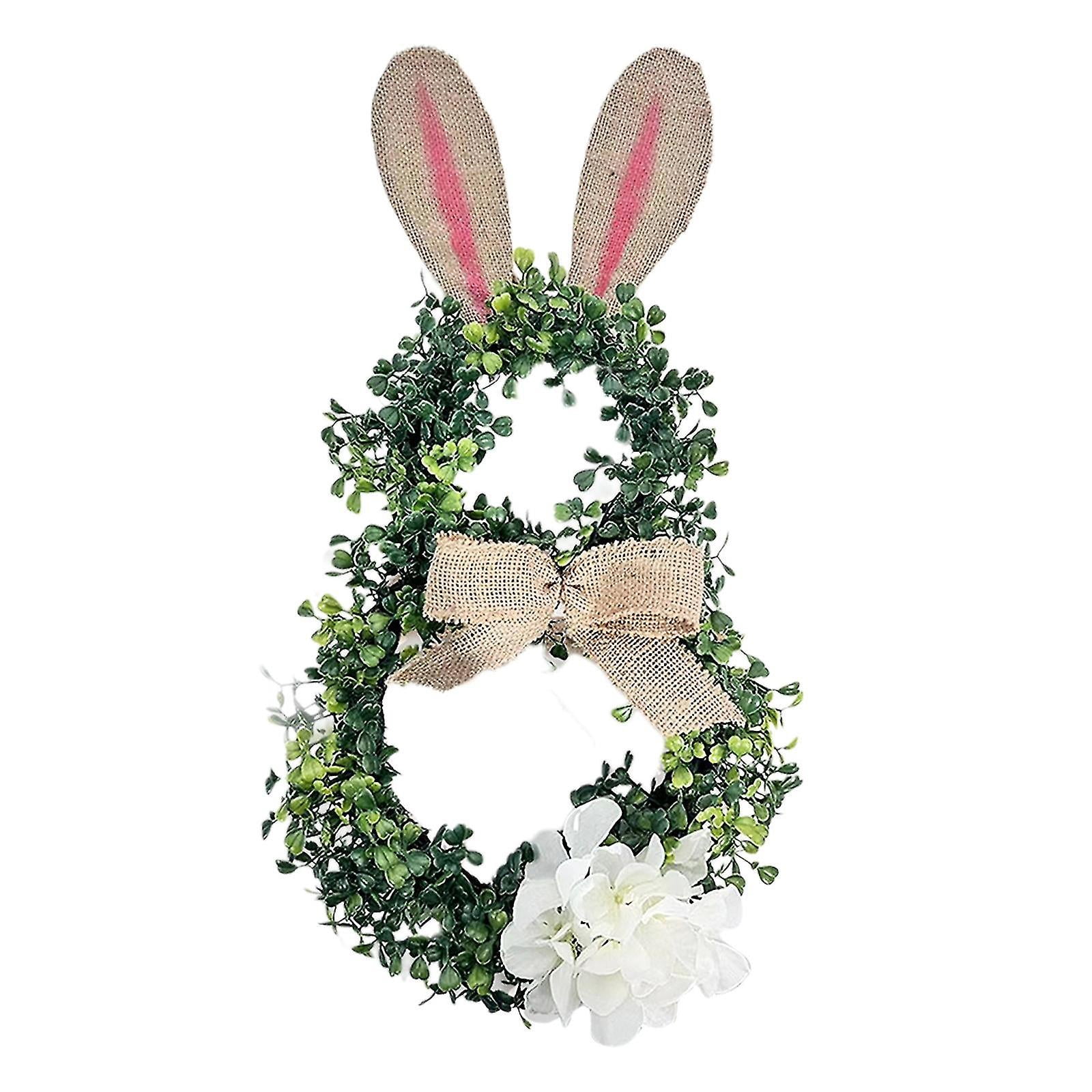Corona de Pascua para puerta de entrada en forma de conejo con ...