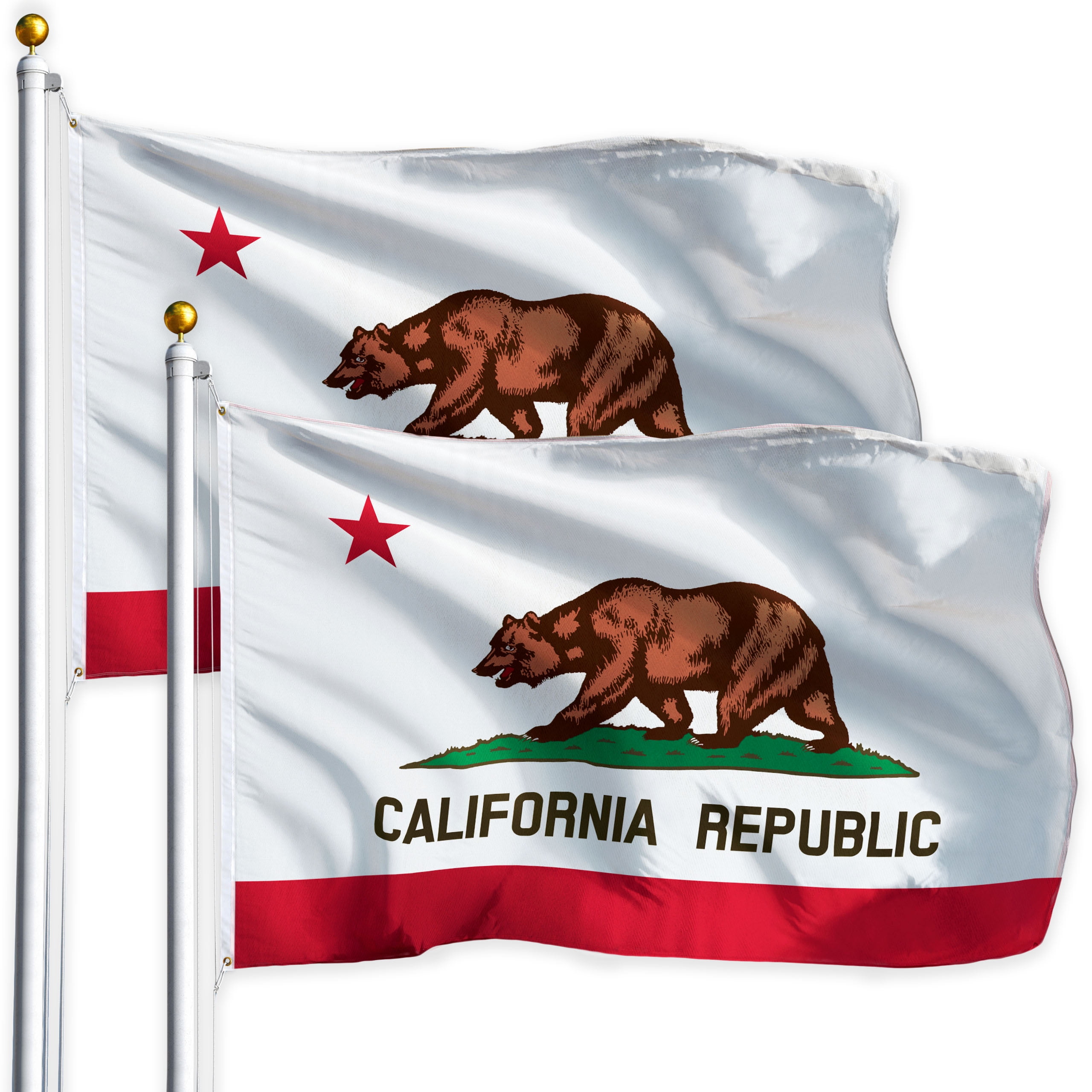 G128 - TWO PACK 3' x 5' Polyester California STATE FLAG Republic CA USA ...