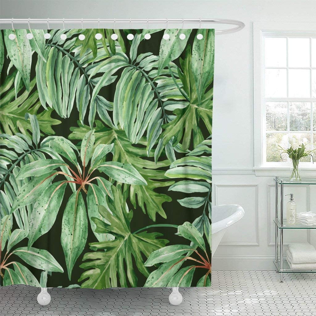 ARTJIA Green Leaf Tropical Leaves Dense Jungle Hand Watercolor Pattern ...