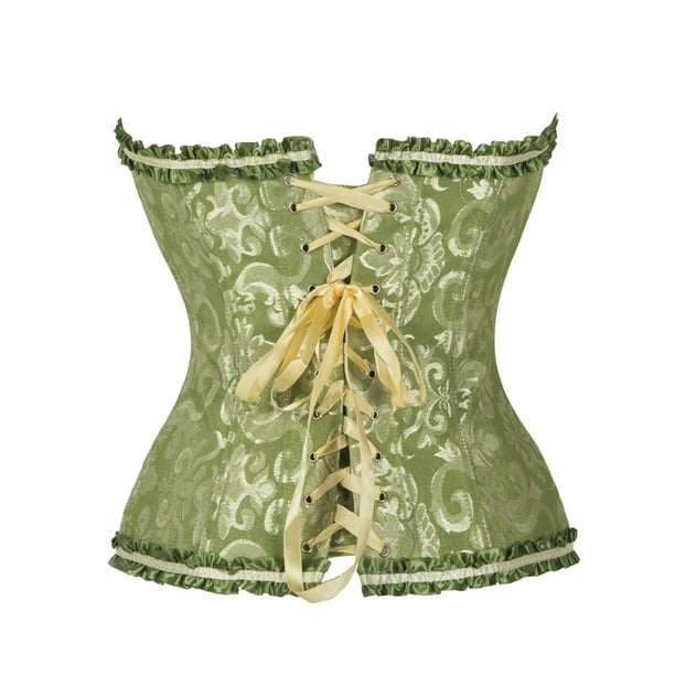 Lelinta Lelinta Sexy Womens Satin Lace Up Overbust Corset Plus Size