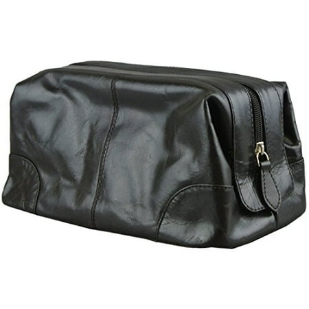 Mens Shaving Bag Leather Toiletry Bag (Black) (Black) - Walmart.com
