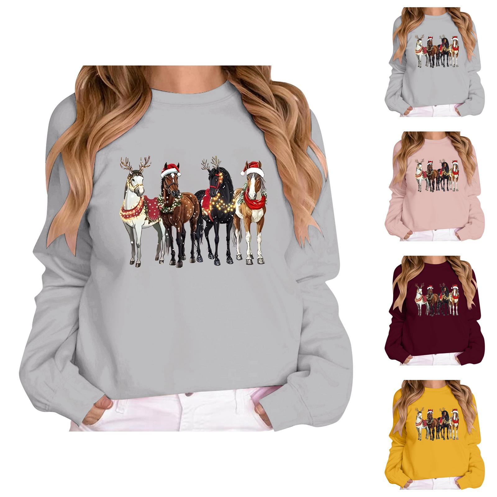 Click here for Generic Funny Horses Christmas Sweatshirts For Wom... prices